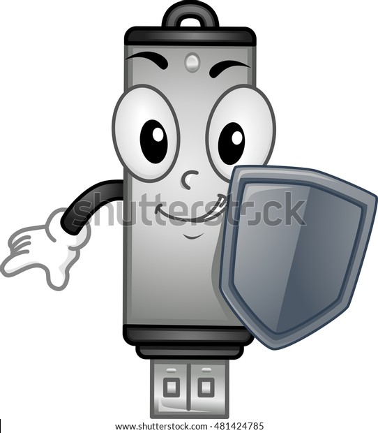 Illustration Cyber Security Mascot Featuring Usb: เวกเตอร์สต็อก (ปลอด ...