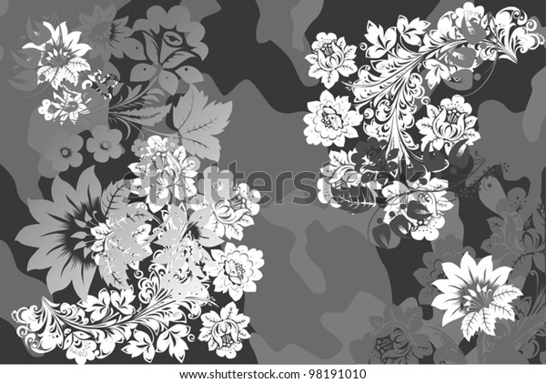Illustration Dark Grey Flower Background Stock Vector (Royalty Free ...