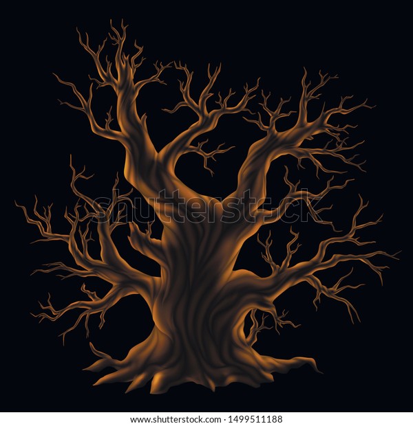 Illustration Dead Old Tree Moon Light Stock Vector (Royalty Free ...
