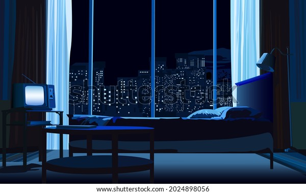 Illustration Depicting Interior Bedroom Window View Stock Vector ...