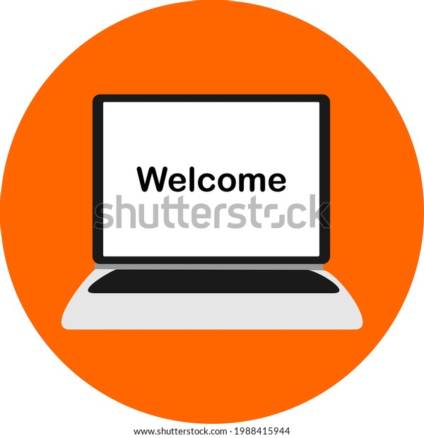 Illustration Depicting Laptop Icon Laptop Button Stock Vector (Royalty ...