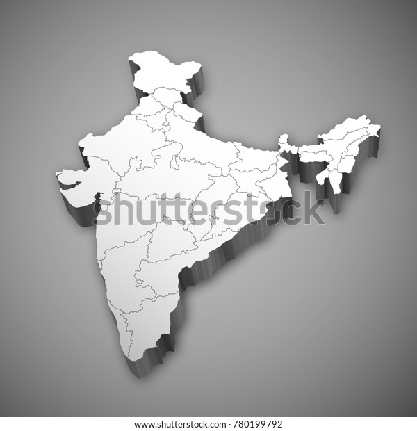 Illustration Detailed 3d Map India Asia Stock Vector (Royalty Free ...