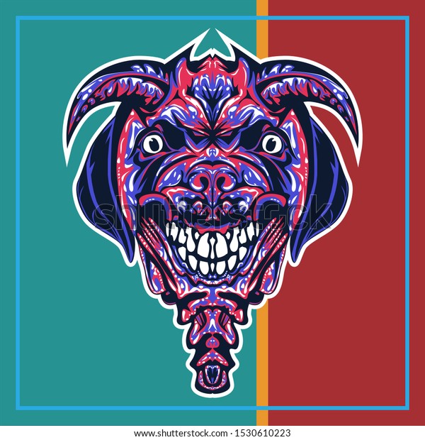 Illustration Devil Dog Dog Head Stock Vector (Royalty Free) 1530610223 ...