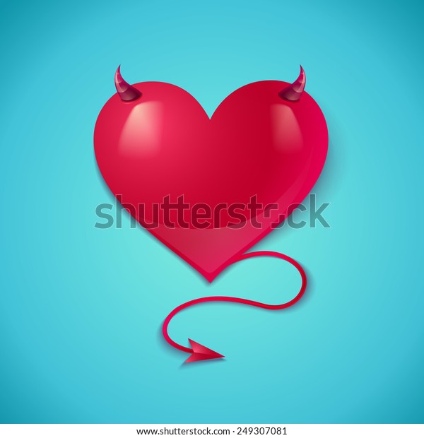 Illustration Devil Heart Tail Horns Stock Vector (Royalty Free ...