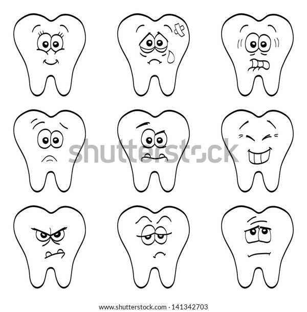 Illustration Different Cartoon Teeth Characters Stock Vector (Royalty ...