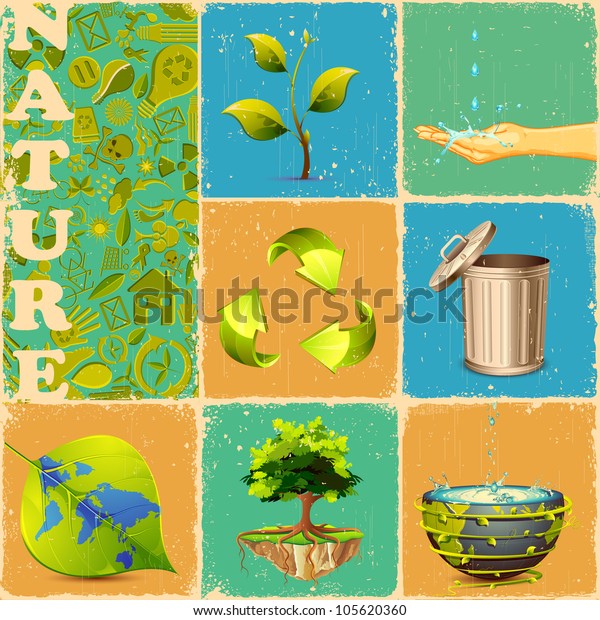 Illustration Different Concept Recycle Collage Stock Vector (Royalty ...
