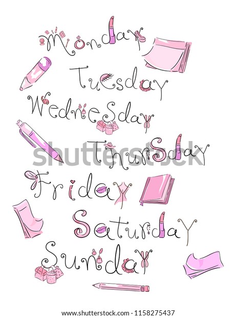 Illustration Different Days Week Designs Pen Stock Vector (Royalty Free ...