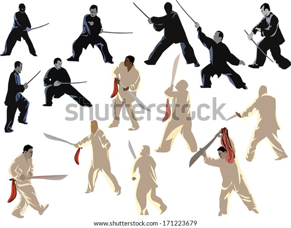 Illustration Different Fighters Isolated On White Stock Vector (Royalty ...