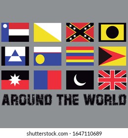 Illustration Different Flags Slogan Print Vector Stock Vector (Royalty ...