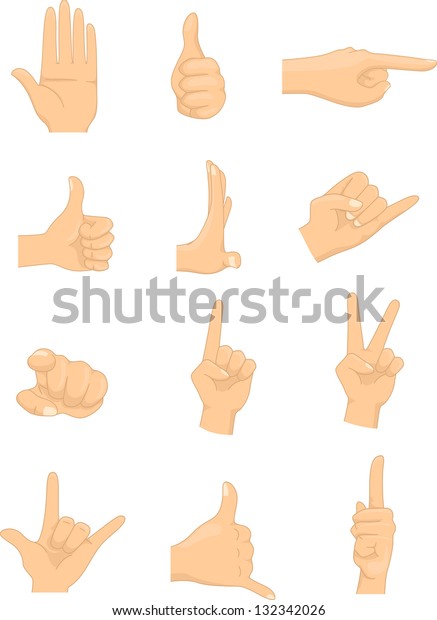 Ilustración de diferentes señales de mano: vector de stock (libre de ...