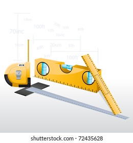 Illustration Different Measuring Equipments Measurement Background ...