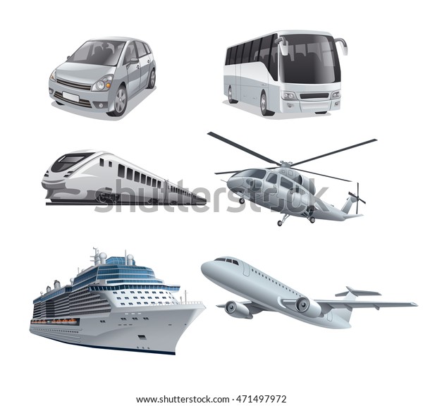 Illustration Different Mode Transport Car Train Stock Vector (Royalty ...