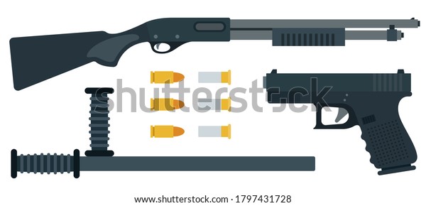 Illustration Different Types Police Weapons Vector Stock Vector ...