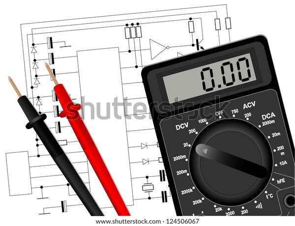 Illustration Digital Multimeter On Electrical Circuit Stock Vector ...
