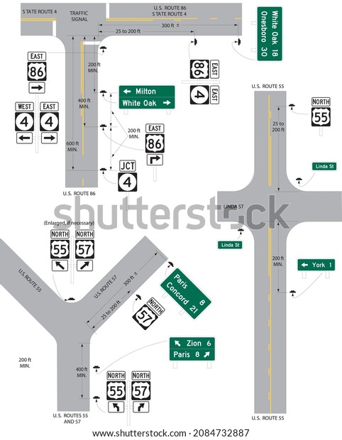 Illustration of Directional Assemblies and Other Route Signs (for One ...