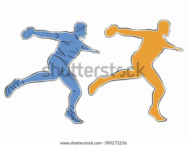 Illustration Discus Thrower Black White Drawing Stock Vector (Royalty ...