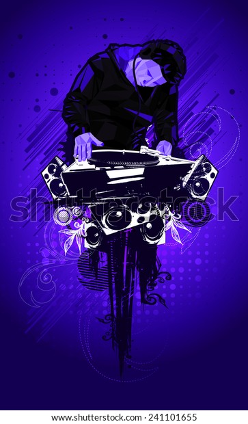 Illustration Dj Purple Background Stock Vector (Royalty Free) 241101655