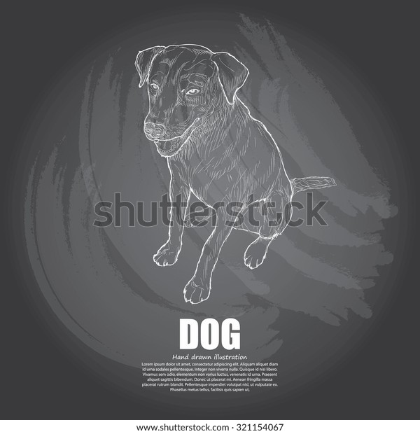 Illustration Dog Drawing Vector On Chalkboard: เวกเตอร์สต็อก (ปลอดค่า ...