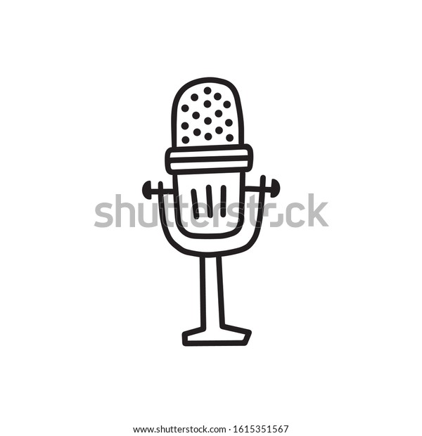 Illustration Doodle Microphone Hand Drawn Cartoon Stock Vector (Royalty ...