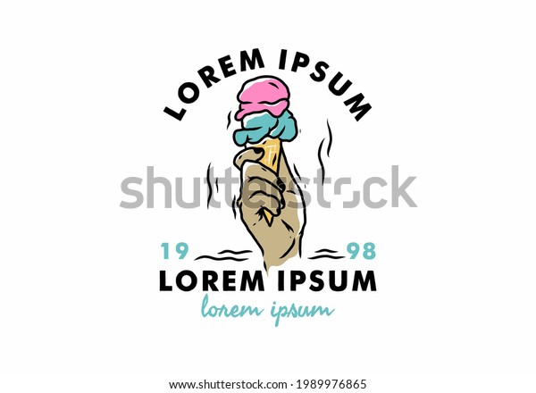Illustration Drawing Hand Holding Ice Cream Stock Vector (Royalty Free ...