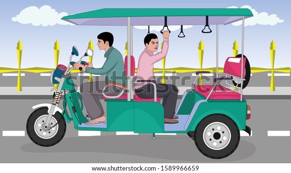 Illustration Driving E Rickshaw People Stock Vector (Royalty Free ...