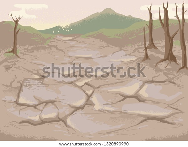 Illustration Dry Soil Dead Trees Soil Stock Vector (Royalty Free ...
