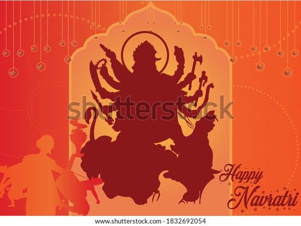 Vektor Stok Illustration Durga Puja Navratri Vector Background (Tanpa ...