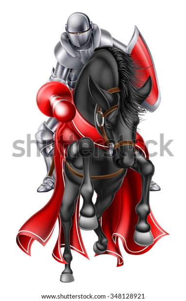 Illustration Dynamic Jousting Medieval Knight Charging Stock Vector ...