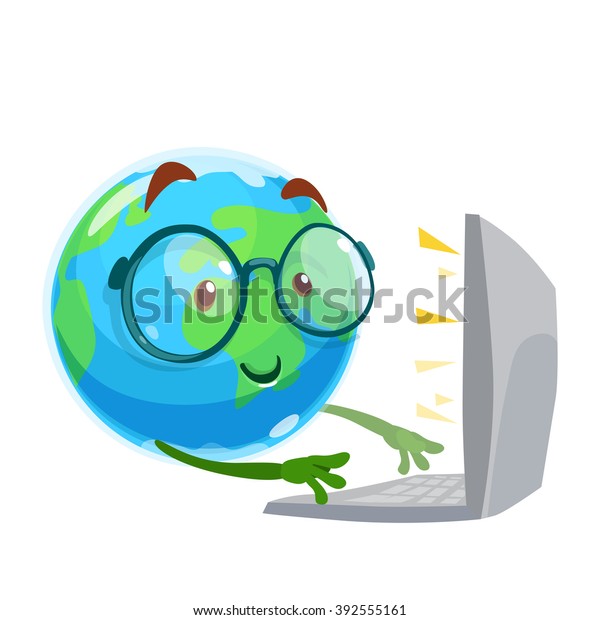 Illustration Earth Mascot Computer Stock Vector (Royalty Free ...