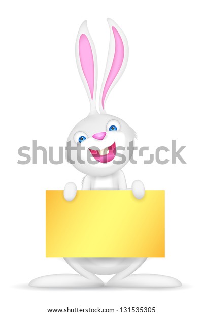 Illustration Easter Bunny Holding Blank Board Stock Vector (Royalty ...
