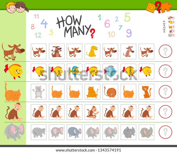 Illustration Educational Counting Game Children Cartoon: vector de ...