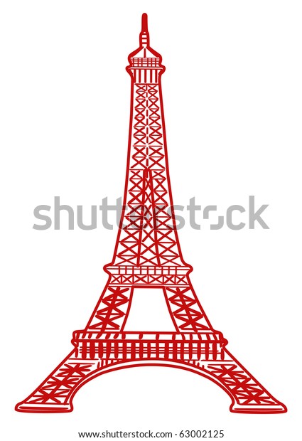 Illustration Eiffel Tower Red Color Stock Vector (Royalty Free) 63002125