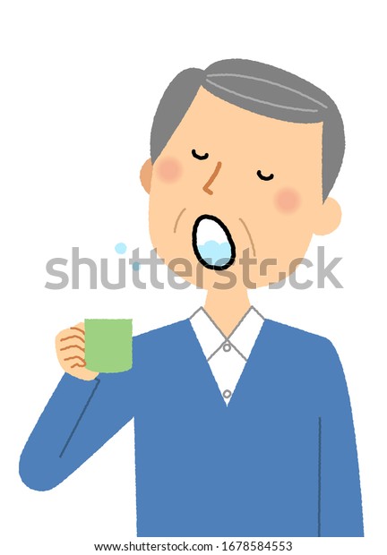 Illustration Elderly Man Gargle Stock Vector (Royalty Free) 1678584553 ...