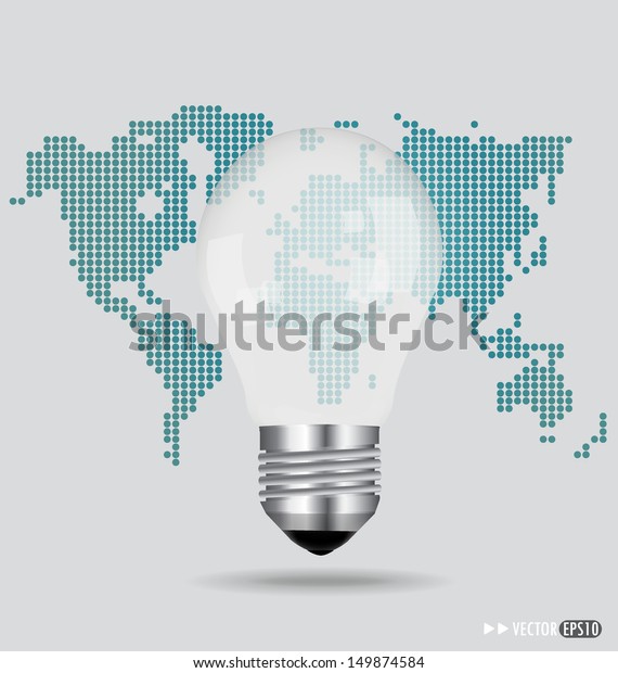 Illustration Electric Light Bulb World Map Stock Vector (Royalty Free ...