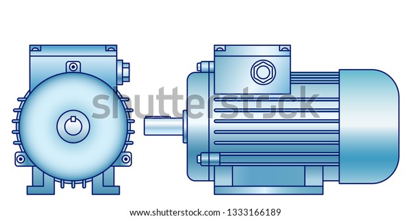 Illustration Electric Motor Front Side View: vector de stock (libre de ...