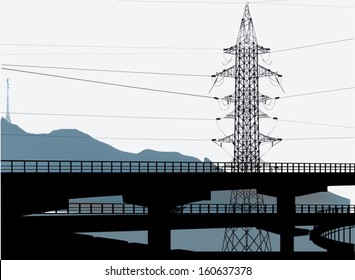 Illustration Electrical Pylon Bridge On Light Stock Vector (Royalty ...
