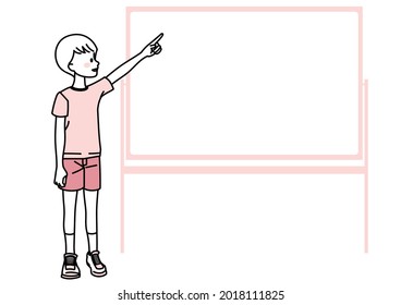 Illustration Elementary School Student Pointing Whiteboard Stock Vector ...