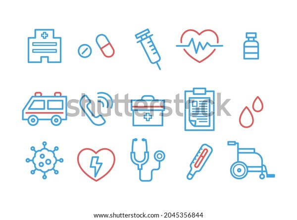 Illustration Elements Simple Medical Icons Stock Vector (Royalty Free ...