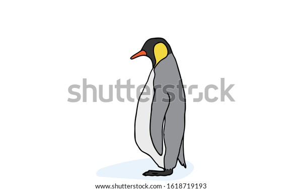 Illustration Emperor Penguin Facing Left: vector de stock (libre de ...