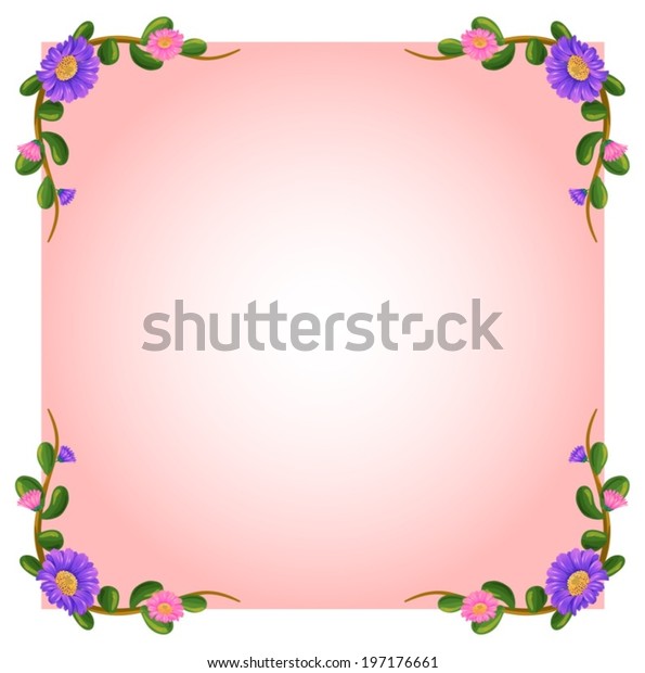 Illustration Empty Pink Template Floral Margin Stock Vector (Royalty ...
