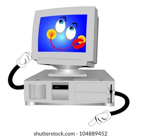 Cartoon Computer Repair Service Design Vector Stock Vector (Royalty ...