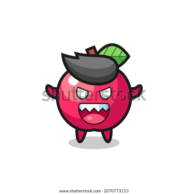 Illustration Evil Apple Mascot Character Cute Stock Vector (Royalty ...
