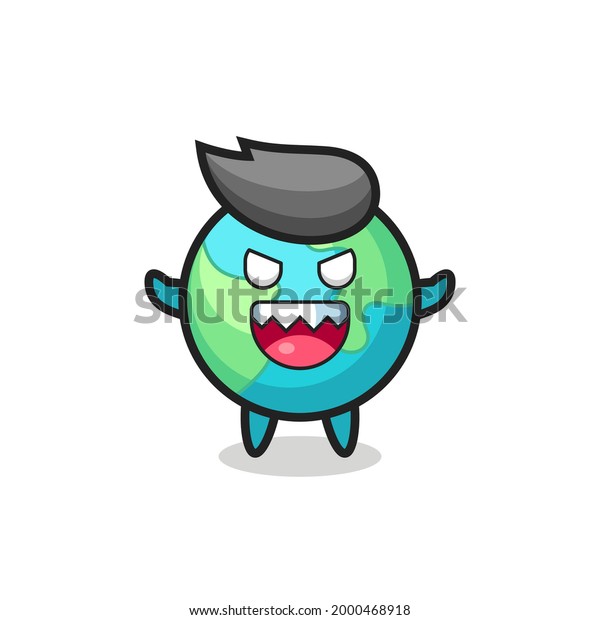 Illustration Evil Earth Mascot Character Cute Stock Vector (Royalty ...