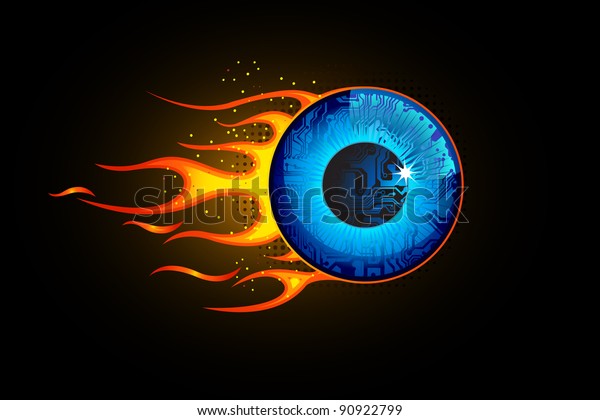 Illustration Eye Ball Fire Flame On Stock Vector (Royalty Free) 90922799