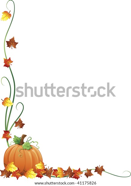 Illustration Fall Leaves Pumpkin Border Design: เวกเตอร์สต็อก (ปลอดค่า ...