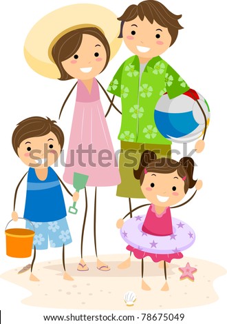 Illustration Family Outing Beach Stock Vector (Royalty Free) 78675049 ...