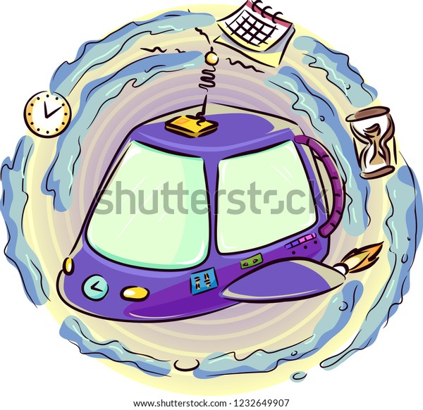 Illustration Fantasy Time Machine Calendar Clock Stock Vector (Royalty ...