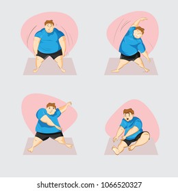 Illustration Fat Man Doing Exercise Stock Vector (Royalty Free ...