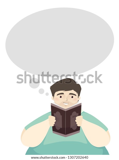 Illustration Fat Man Reading Menu Blank: เวกเตอร์สต็อก (ปลอดค่า ...