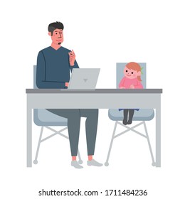 Illustration Father Child Playing Computer Stock Vector (Royalty Free ...